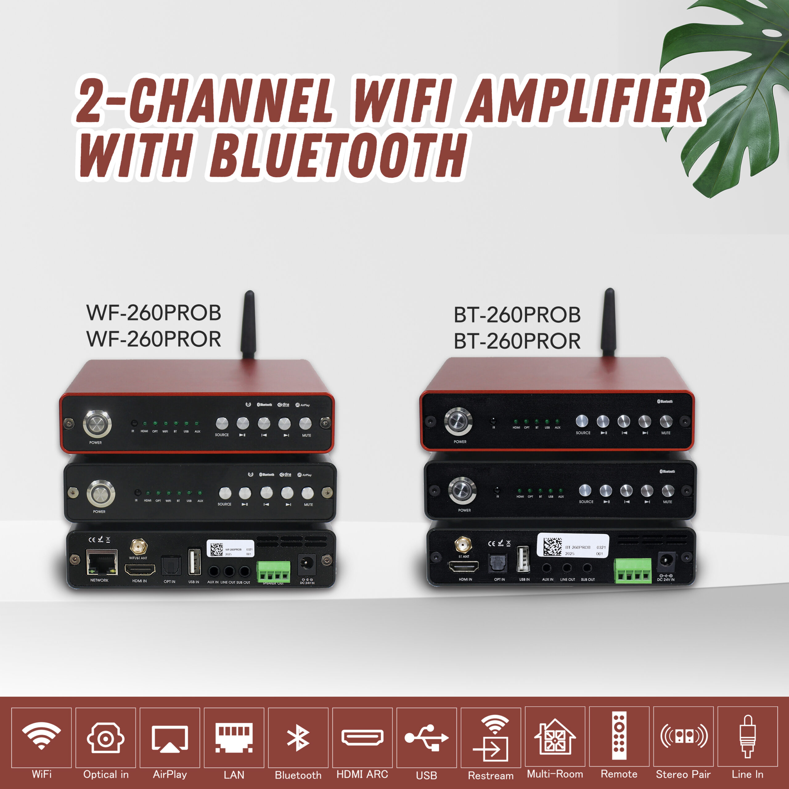 2-Channel WiFi Amplifier with Bluetooth - Like Audio