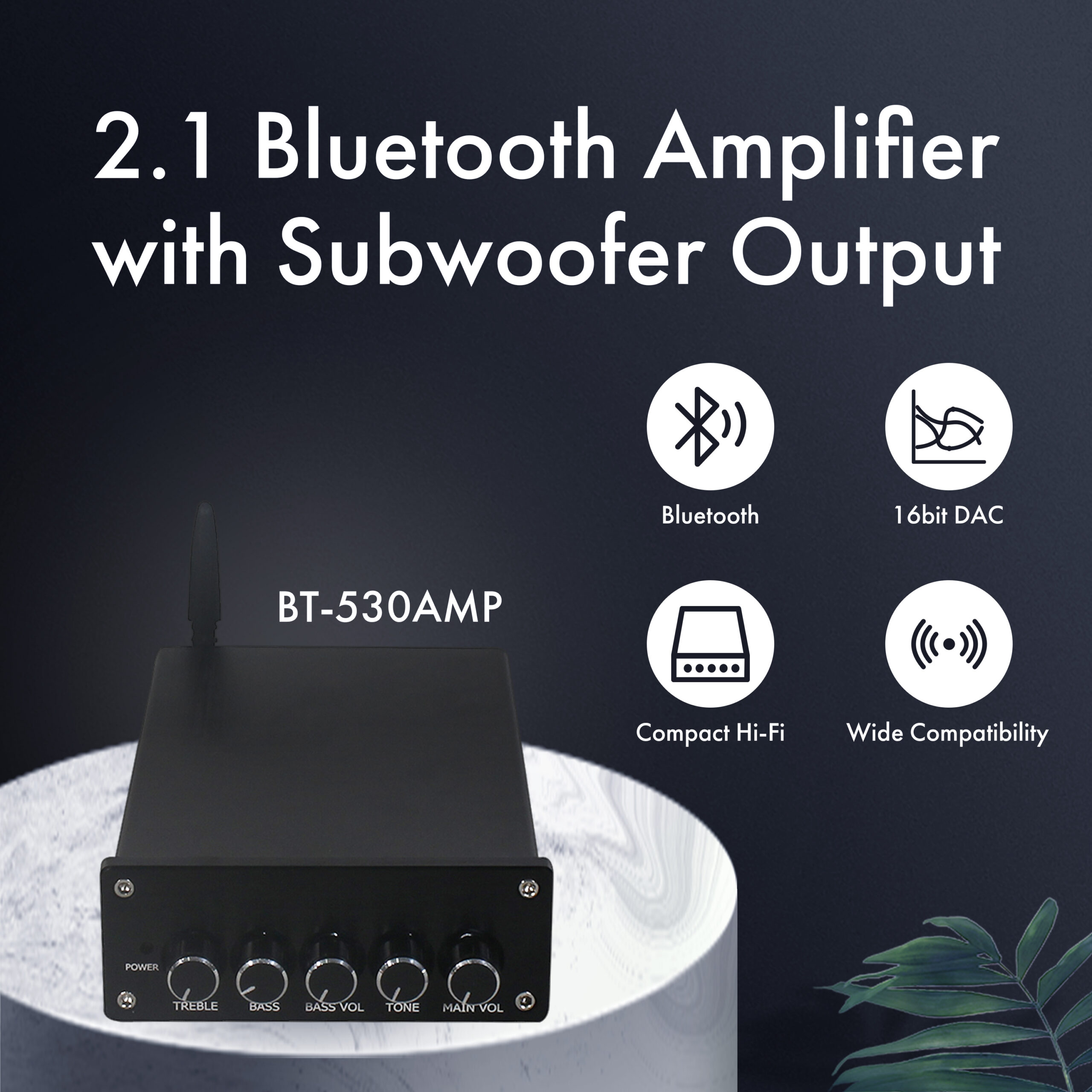 2.1 Bluetooth Amplifier with Subwoofer Output - Like Audio